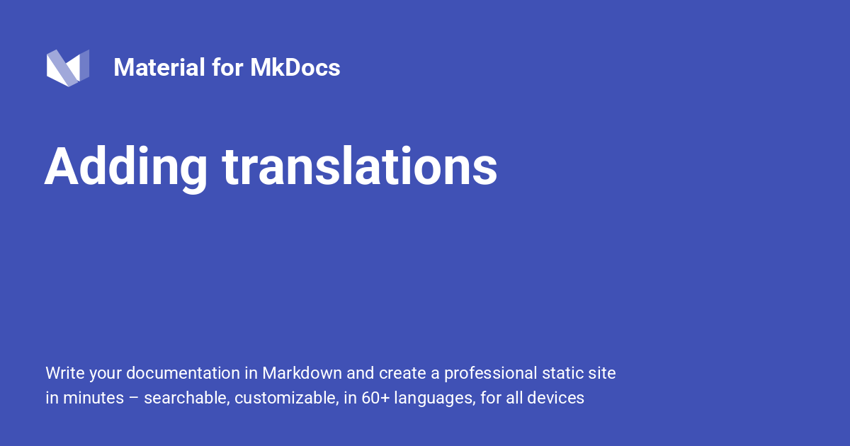 Adding translations - Material for MkDocs