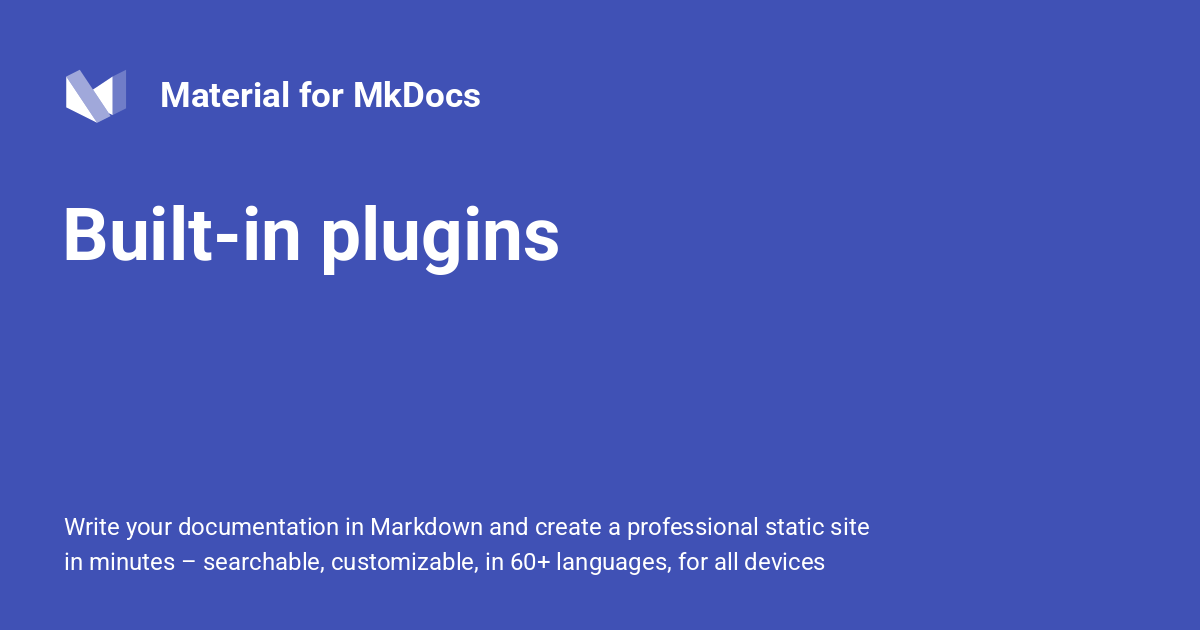 Built-in plugins - Material for MkDocs