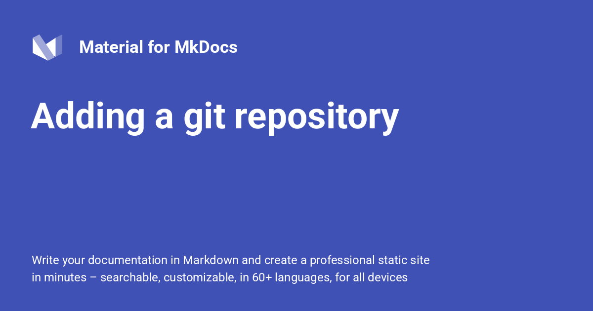 Adding a git repository - Material for MkDocs