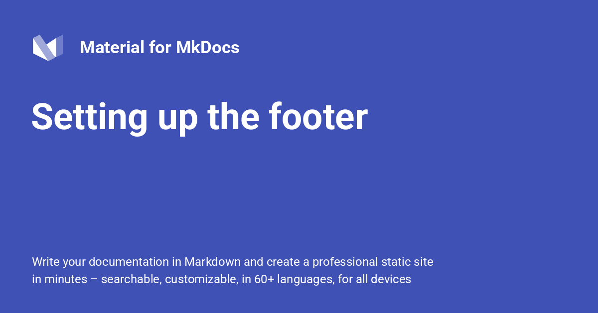 Setting Up The Footer Material For Mkdocs