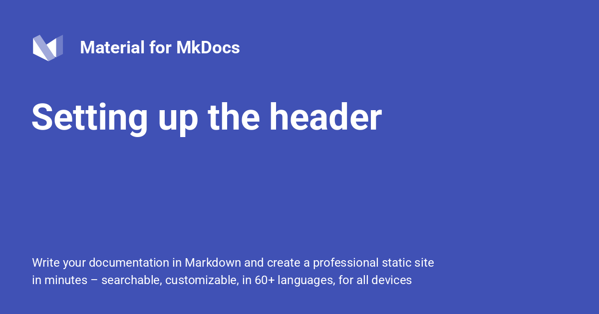 Setting up the header - Material for MkDocs